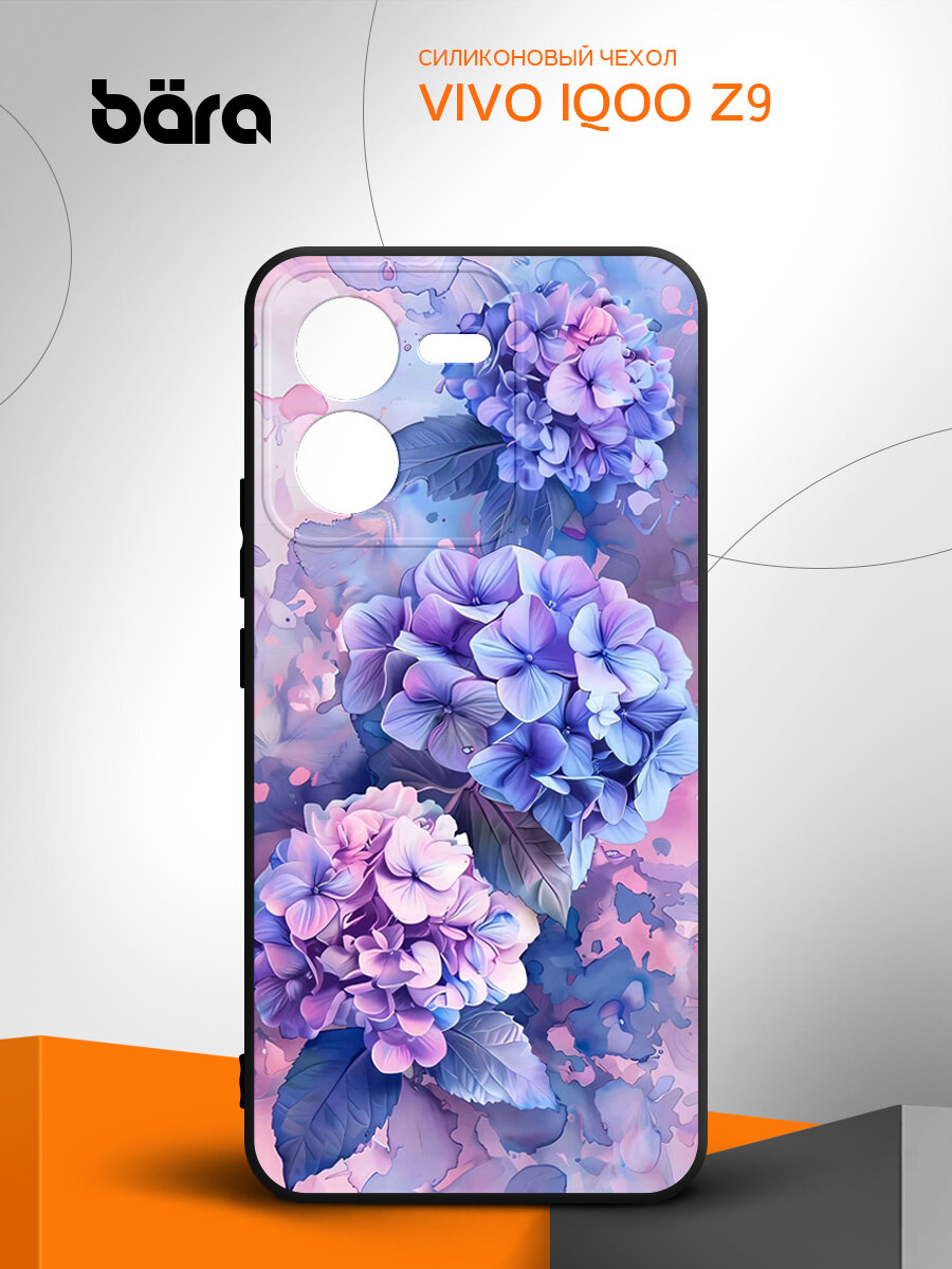 Чехол на Vivo IQOO Z9/ Виво IQOO Z9 накладка, силиконовый, защитный, черный, с рисунком