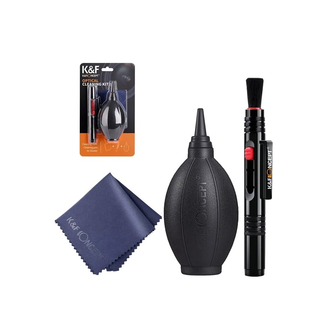 Чистящий набор для фотоаппарата 3 в 1 K&F Concept SKU.1694 (груша, карандаш, салфетка)