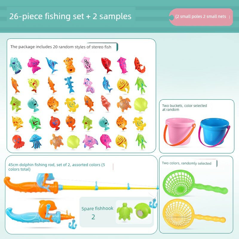 Детские игрушки для рыбалки, развивающий магнитный набор с рыбками, для мальчиков и девочек, для игр в воде,