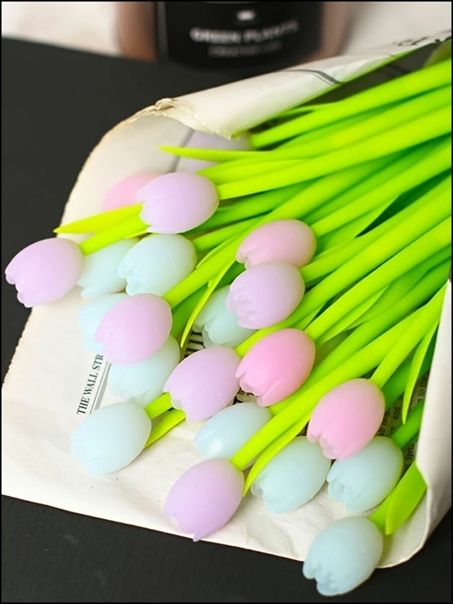 3 гелевые ручки с тюльпанами меняют цвет (черные чернила), для школы, офиса, подарок