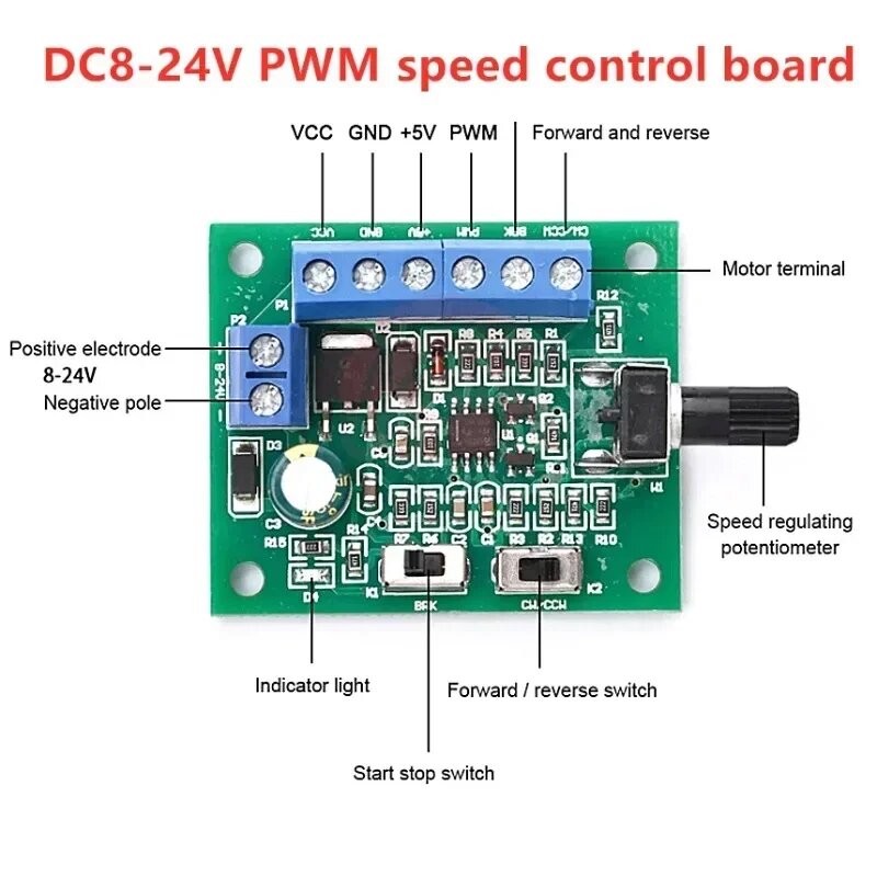 DC 8-24V PWM контроллер скорости двигателя