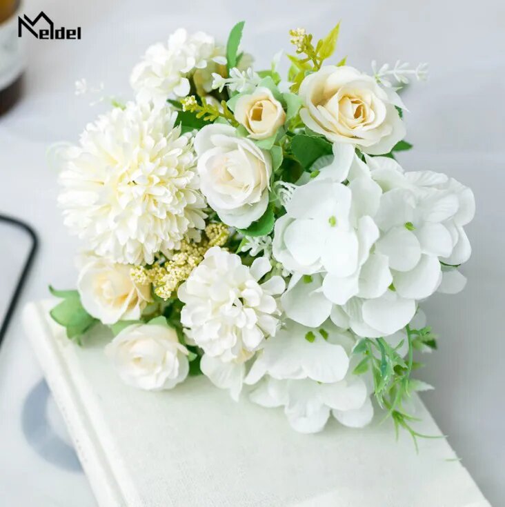 Искусственные цветы букет белый, Rose-White