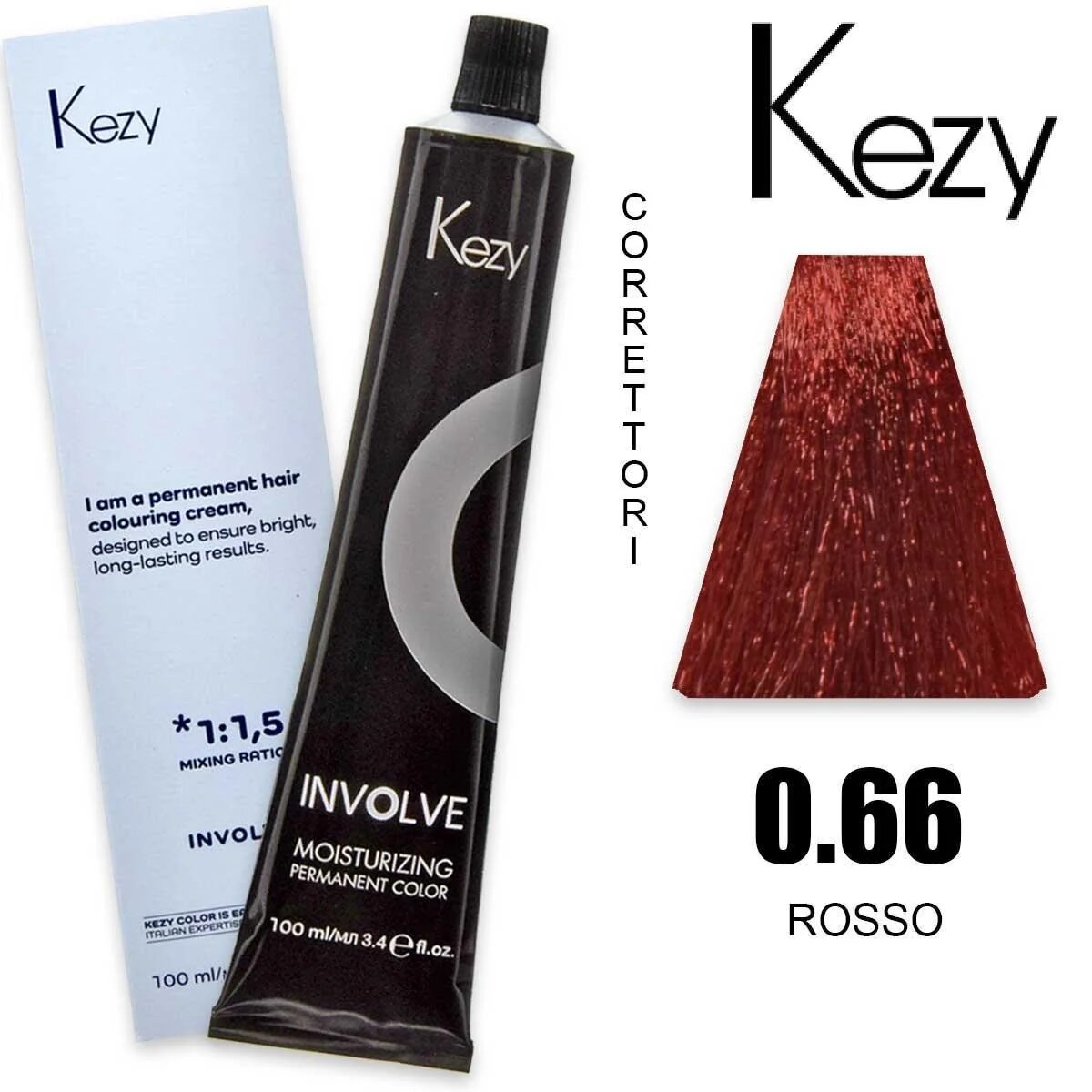 KEZY Стойкая крем-краска корректор красный 0.66 INVOLVE, 100 мл