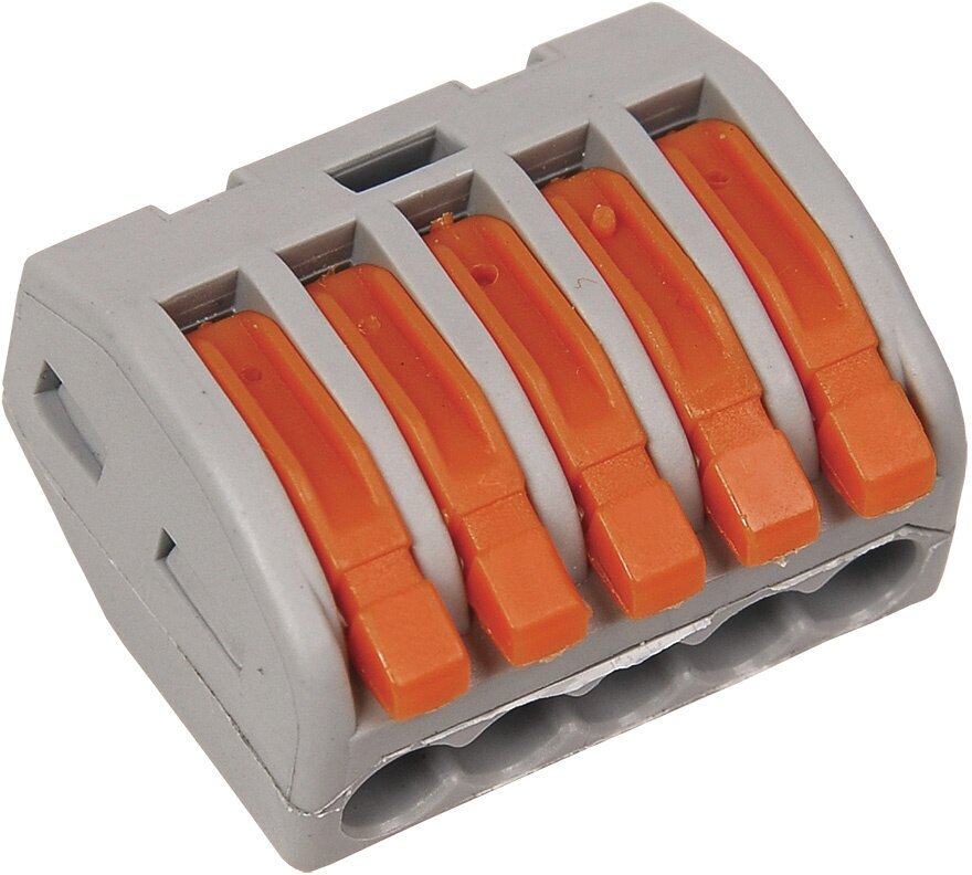 Клемма IEK СМК 222-415, длина 26.5мм, ширина 21мм, 5 контактов, 4мм2, серый/красный, 1шт