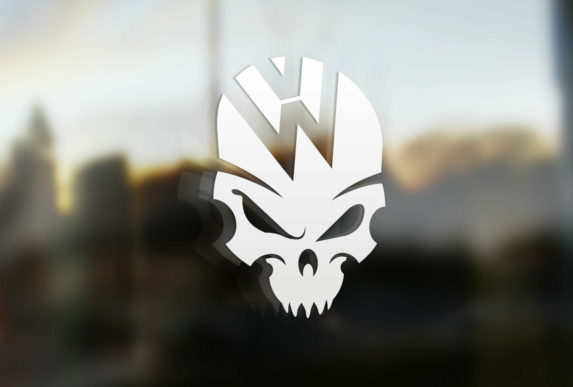 Наклейка на авто Volkswagen Skull 15х11