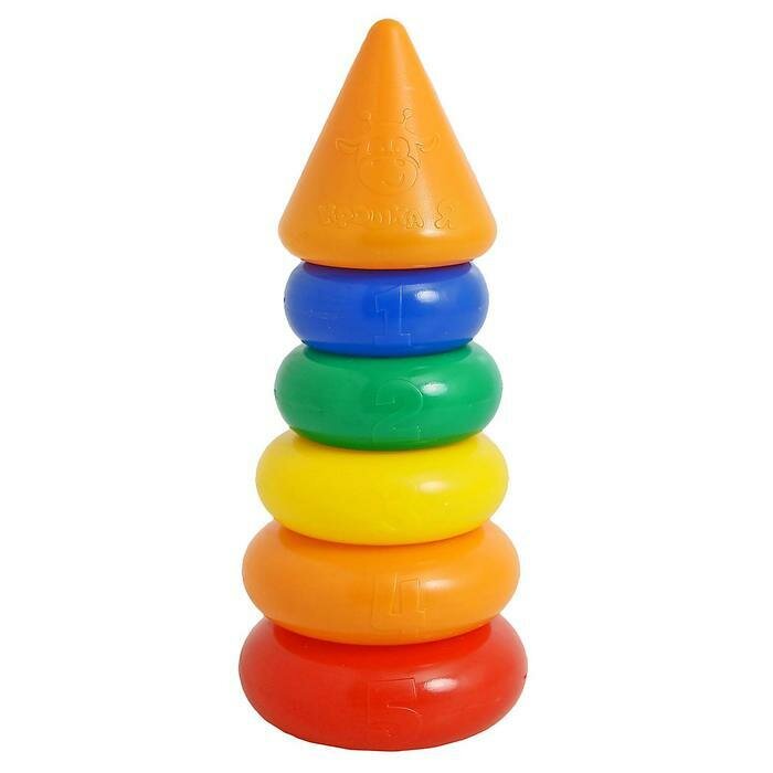 Пирамидка Соломон Крошка Я, 5 колец с конусом, пластик, в сетке, от 1 года 1182512