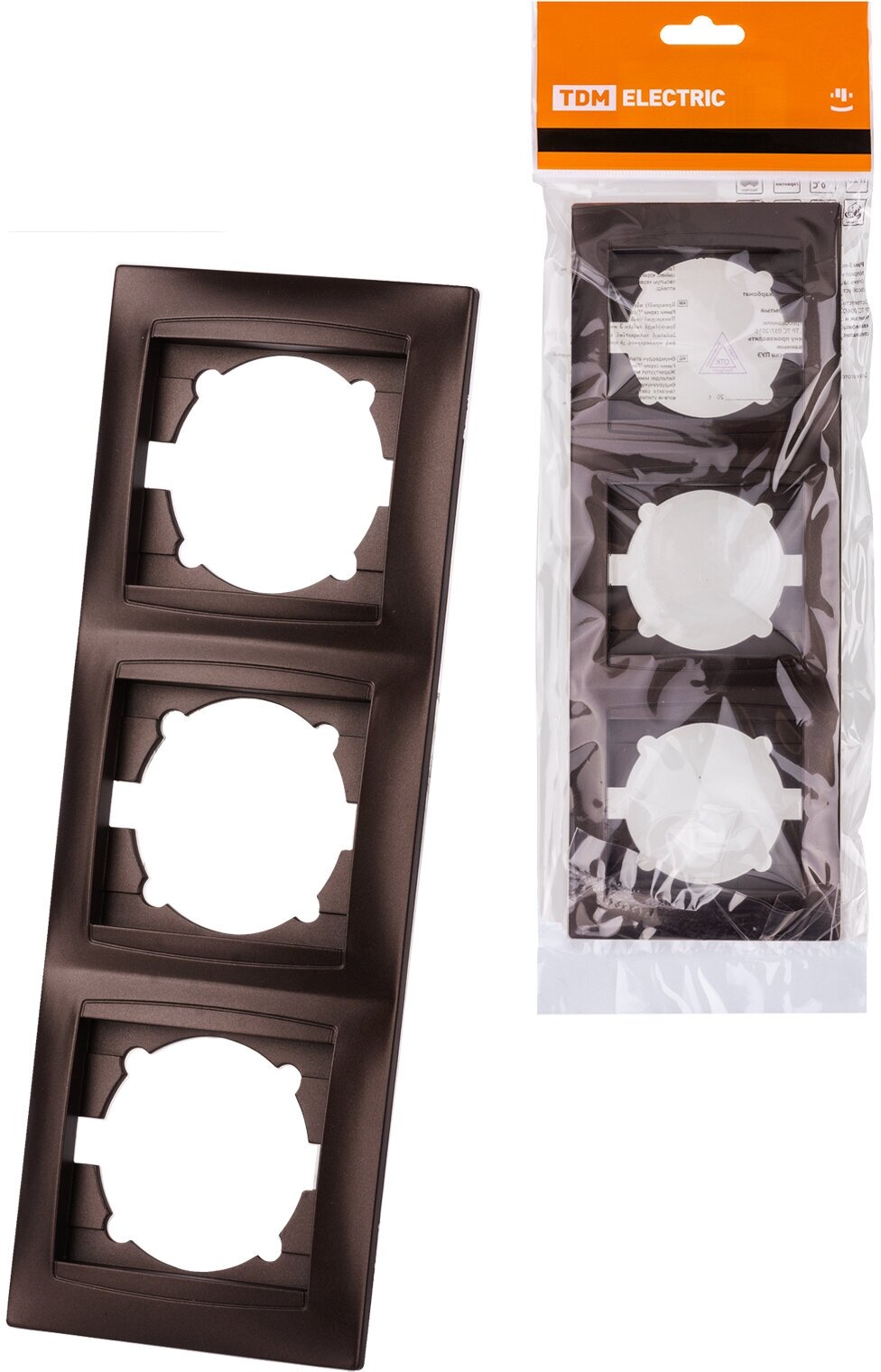 Рамка 3-х постовая вертикальная шоколад "Лама" TDM