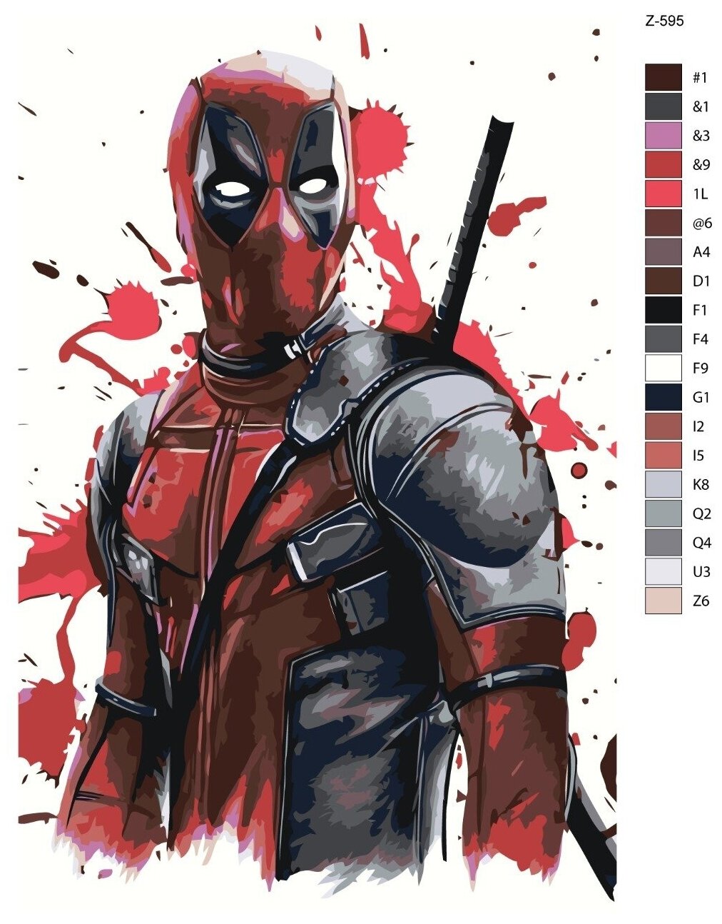 Картина по номерам Z-595 "Райан Рейнольдс - Дэдпул" 40х60