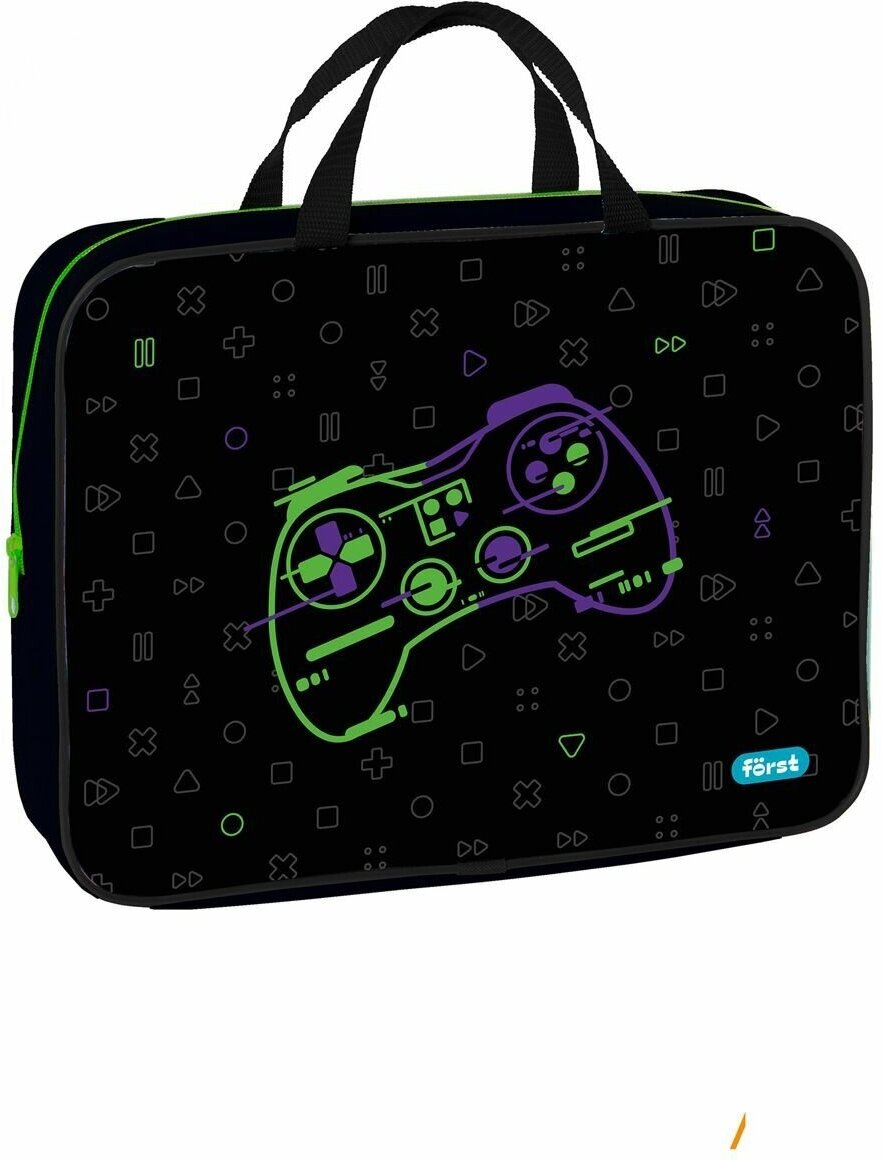 Папка текстильная на молнии с ручками Super gamer А4 350х265мм Forst