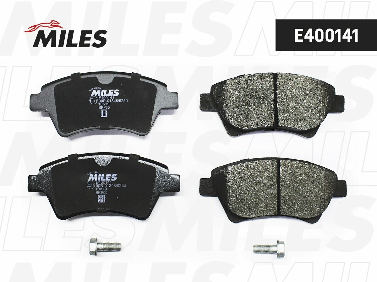 MILES Колодки тормозные передние (без датчика + болты) (Смесь Low-Metallic) RENAULT KANGOO 01-/MEGANE II 02-/SCENIC II 03- (TRW GDB1552) E400141