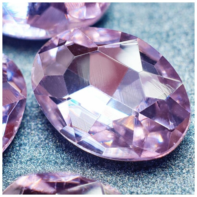 Декоративные кристаллы для рукоделия стеклянные овал 10 шт размер 18х13 мм, цвет Tanzanite - сиреневый