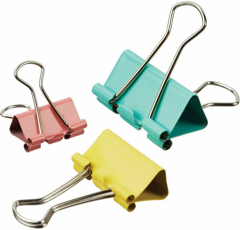 Attache Зажимы для бумаг, 19 мм,25 мм,32 мм, разноцветный, 12шт