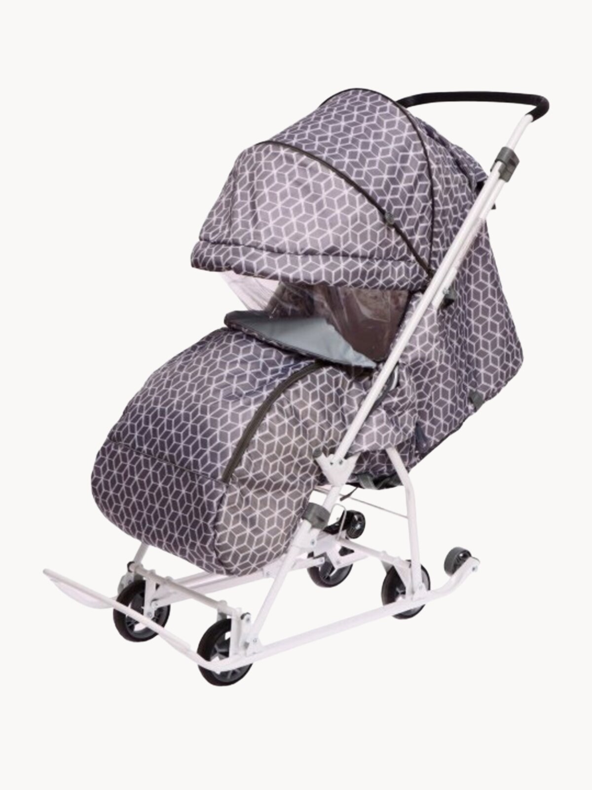 Санки-коляска Nika Наши детки 3-1К с ромбиками серый