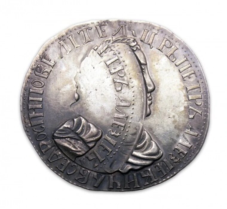Полтина 1702, брак двойной удар, сувенирная копия монеты, нумизматика, деньги для коллекции