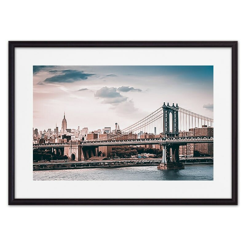 Постер в рамке Мост Манхэттена, 21х30 см