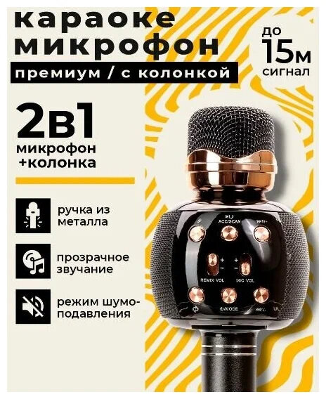 Беспроводной караоке микрофон Wster WS-2911 (Черный) — купить по низкой ...