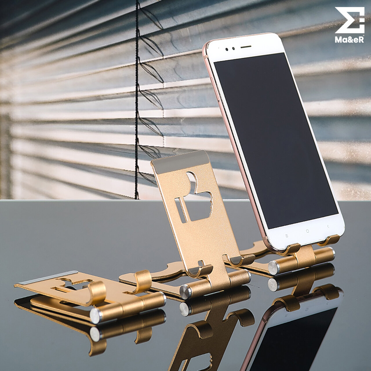 Подставка для телефона на стол металлическая золотая