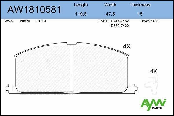 AYWIPARTS AW1810581 Колодки тормозные передние TOYOTA Camry >92/Carina II/Celica >90/Corolla >92
