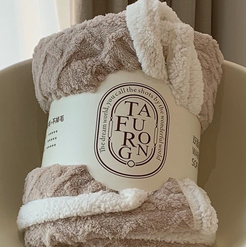 Кросс-бордерное новое однотонное удобное хлопковое вельветовое жаккардовое одеяло, двустороннее одеяло из овечьей шерсти, фланелевое одеяло, коралловое флисовое подарочное одеяло