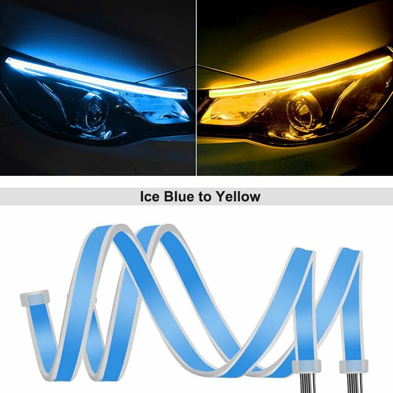 ДХО светодиодные 12В, ice blue/yellow, 60cm