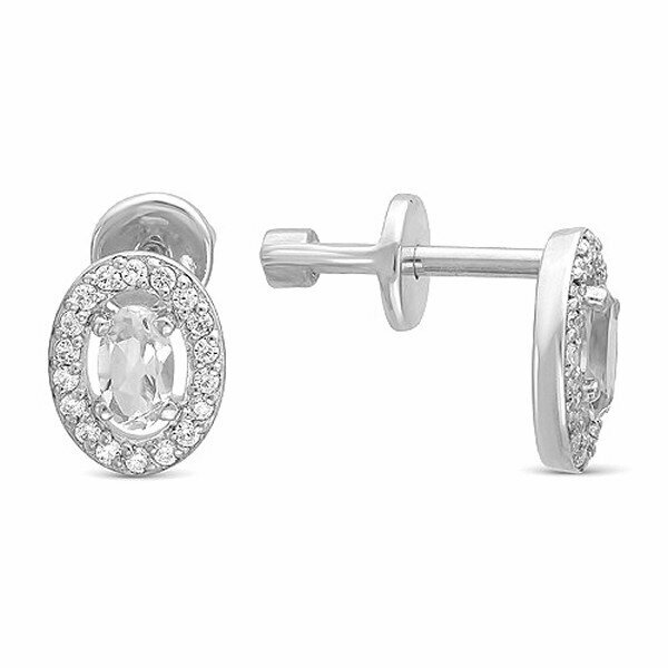 Серьги пусеты, серебро, 925 проба, фианит