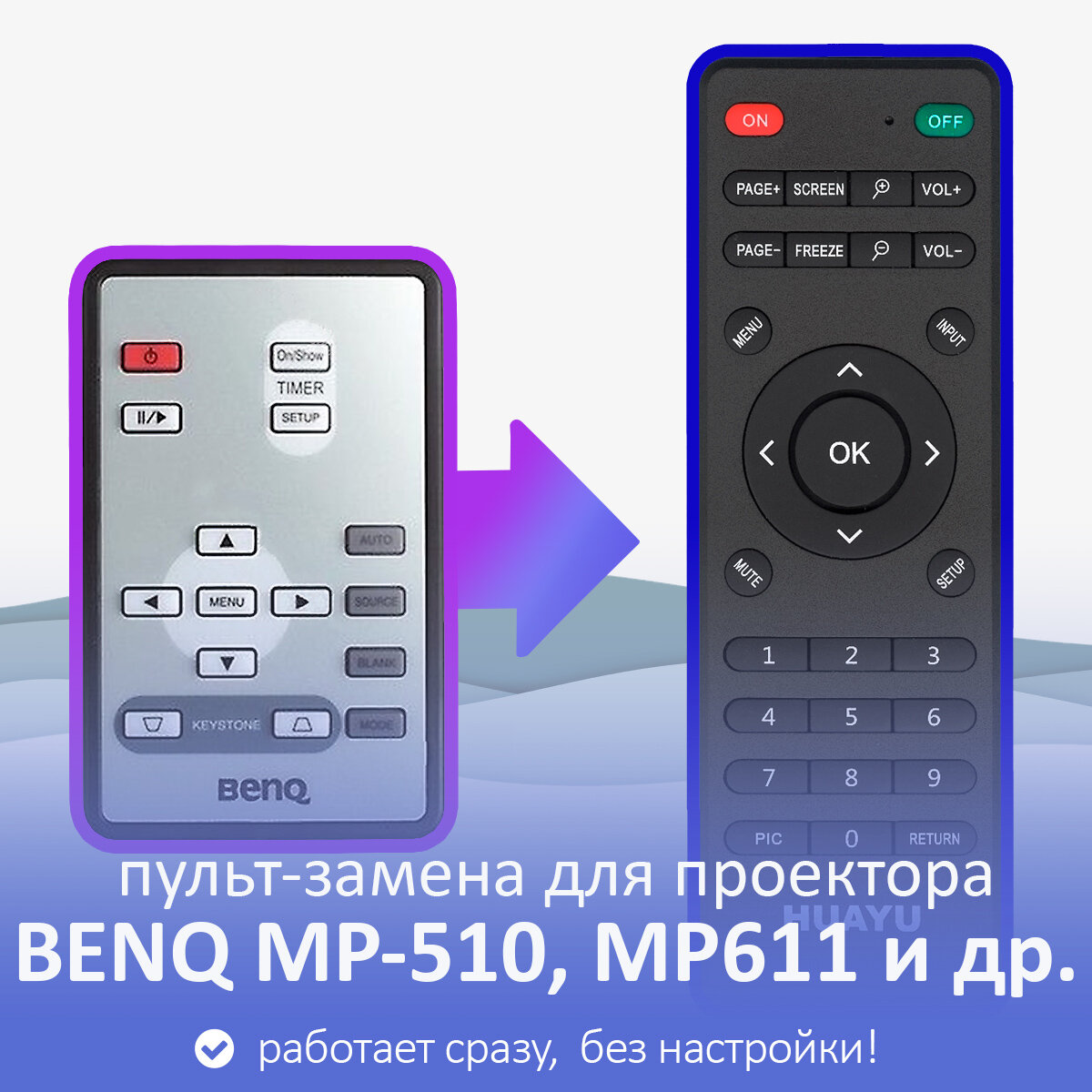Пульт-замена для BENQ MP-510, MP611 и др.