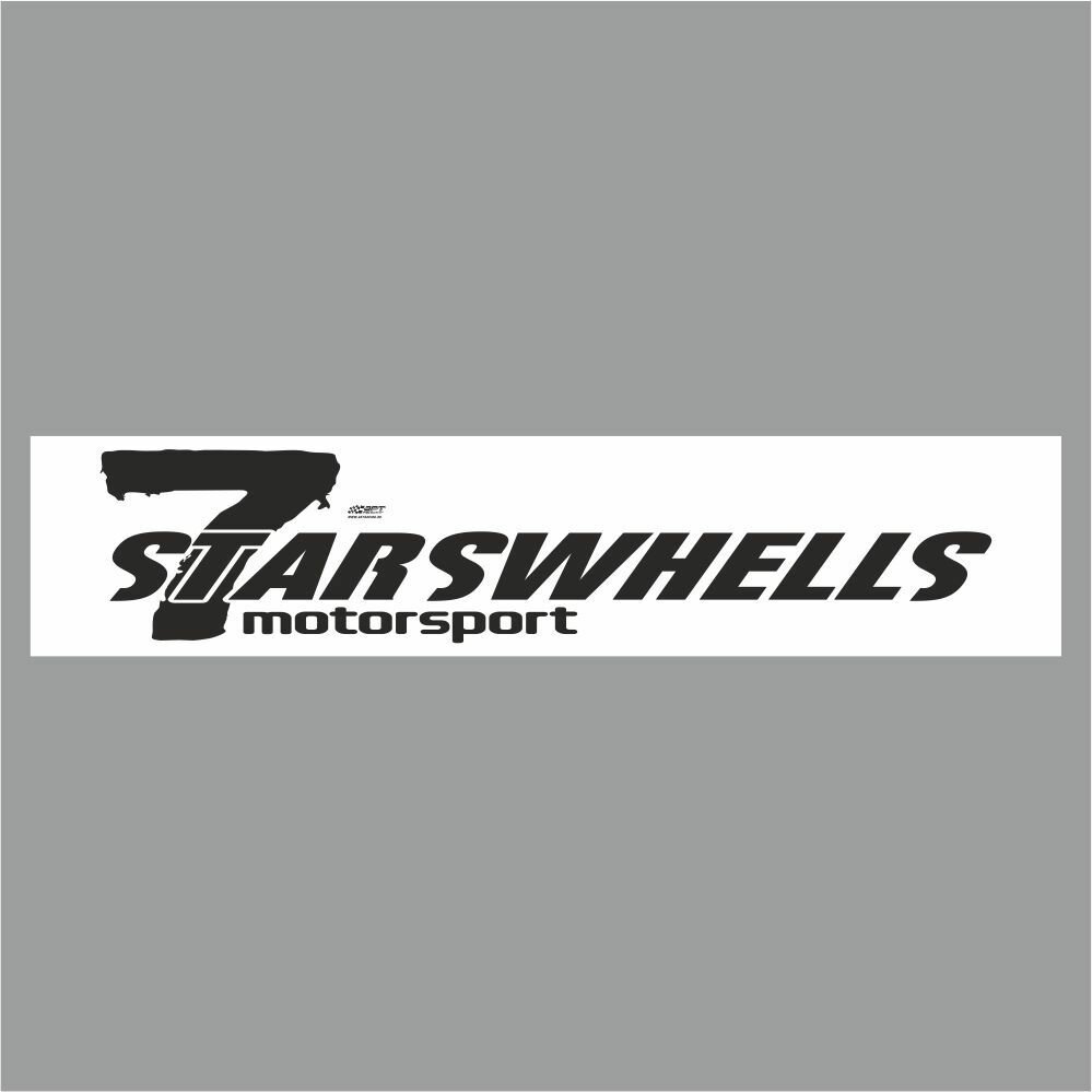 Полоса на лобовое стекло 1300х170мм "7 STARSWHELLS" белая, Арт рэйсинг