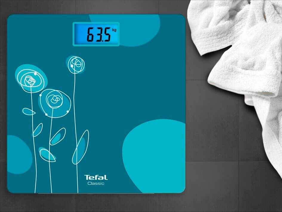 Весы электронные Tefal Classic Drawing Bloom Turquoise PP1533V0, бирюзовый