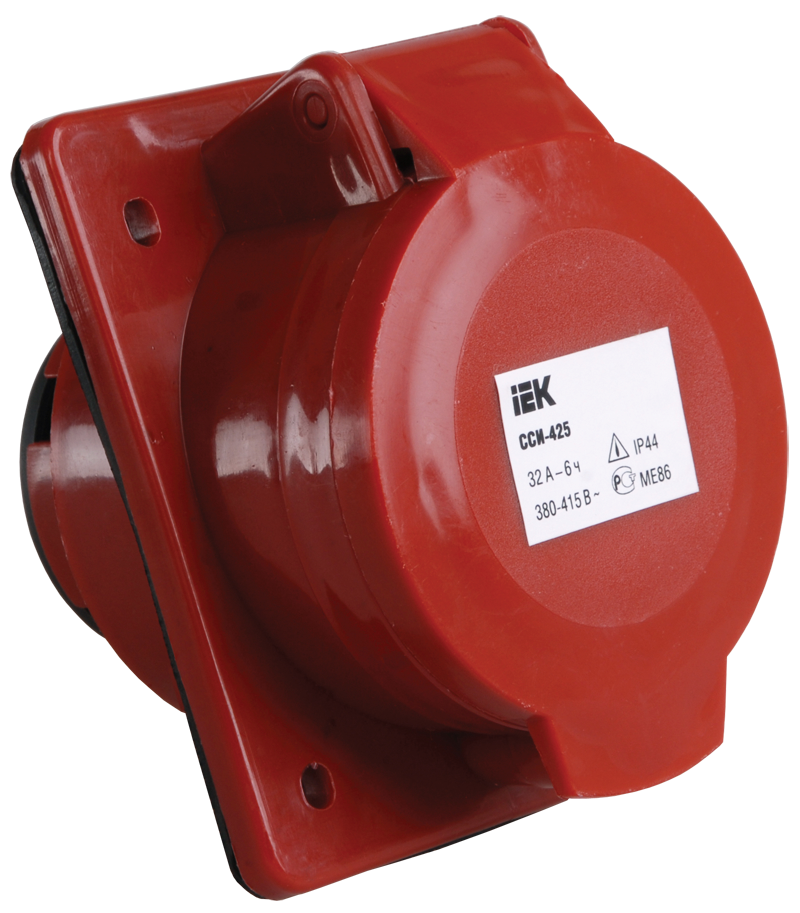 Розетка силовая IEK / ИЭК Magnum ССИ-425 встраиваемая в корпусе из самозатухающего пластика, красная, длиной 9.6см,3Р+Е+N 32А 380-415В, IP44 / электрика