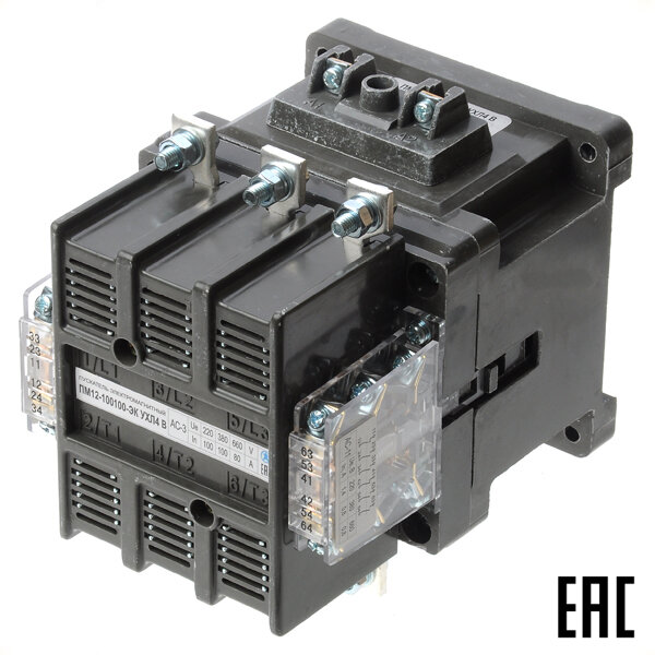 Пускатель магнитный ПМ12-100100-ЭК 220В 100А 4з+2р IP00 без реле Электротехник