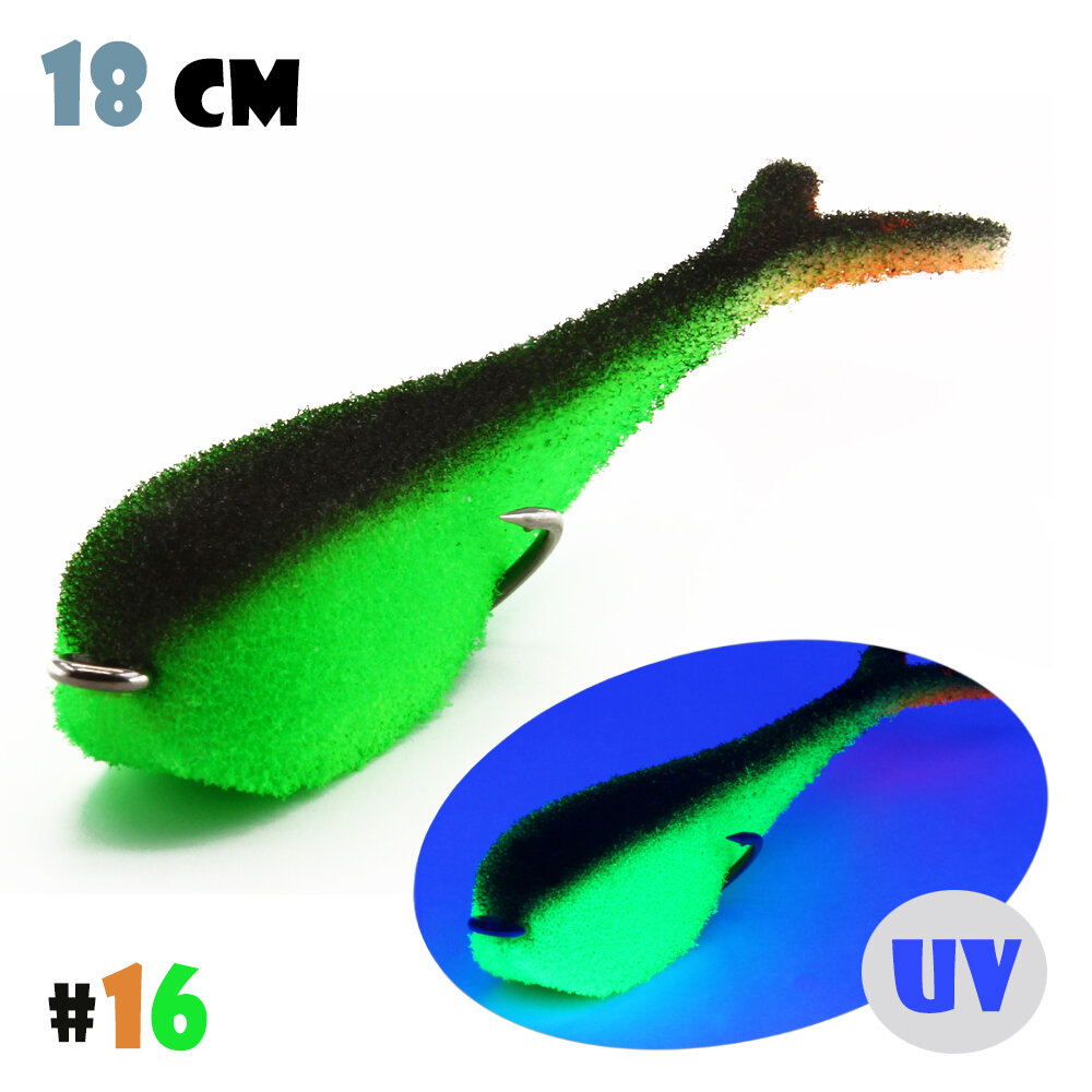 Поролоновый Слаг Мормыш с Открытым Двойником 18 см #16 (2 шт.)