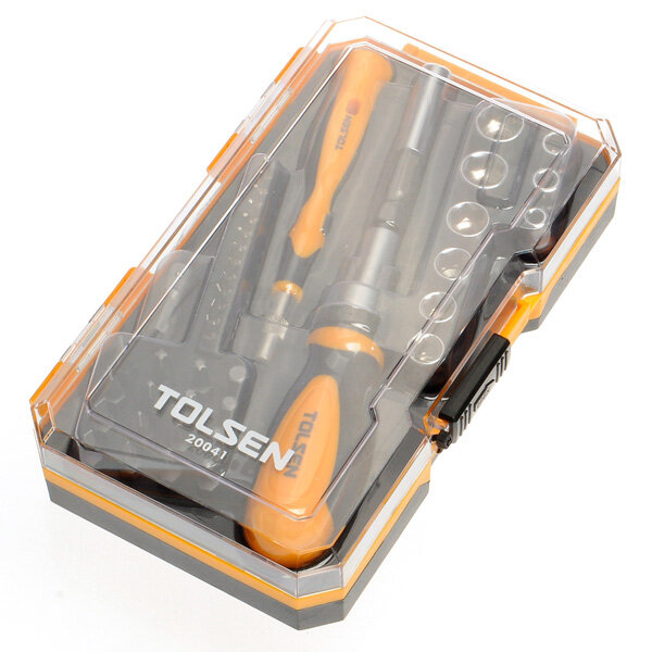 Набор отвертка биты и головки 42шт в пласт. кейсе Tolsen 20041