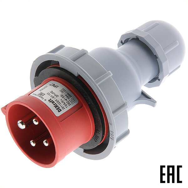 Вилка кабельная ВП-103 26110DEK 16А 380В 3P+PE IP67 CEE014W-6 DEKraft