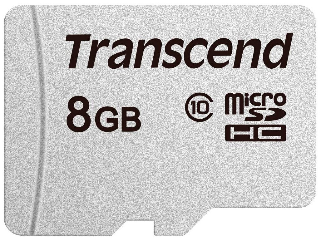 Карта памяти Transcend microSDHC 8 ГБ Class 10, V10, A1, UHS-I U1, R/W 20/10 МБ/с, 1 шт, черный