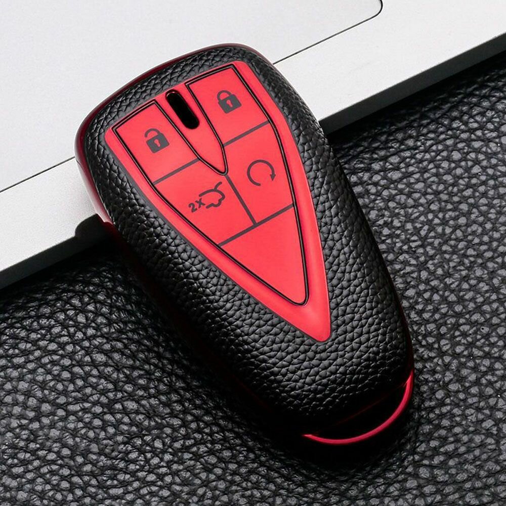 Защитный чехол для автомобильного смарт ключа Changan UNI-K, UNI-V , CS35PLUS, CS55, CS75FL силиконовый черный - красный