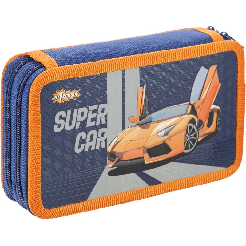 Пенал №1 School Super car, 2 отделения, ламинат, софт тач, 190х110 мм