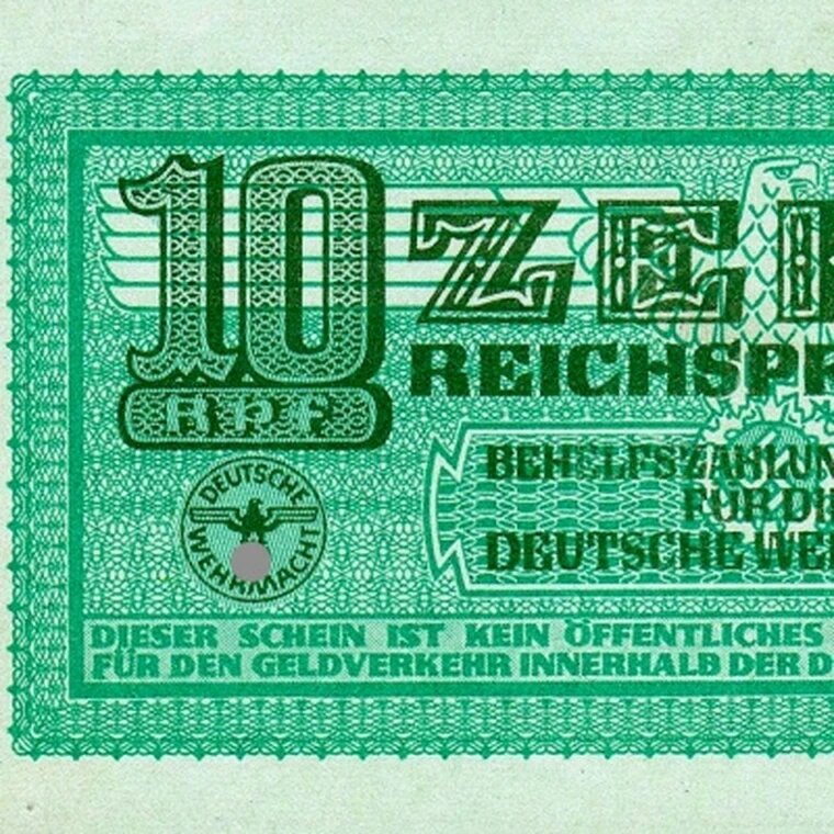 10 рейхспфеннигов 1942 для военнослужащих Вермахта, сувенирная копия, банкноты и купюры редкие коллекционные