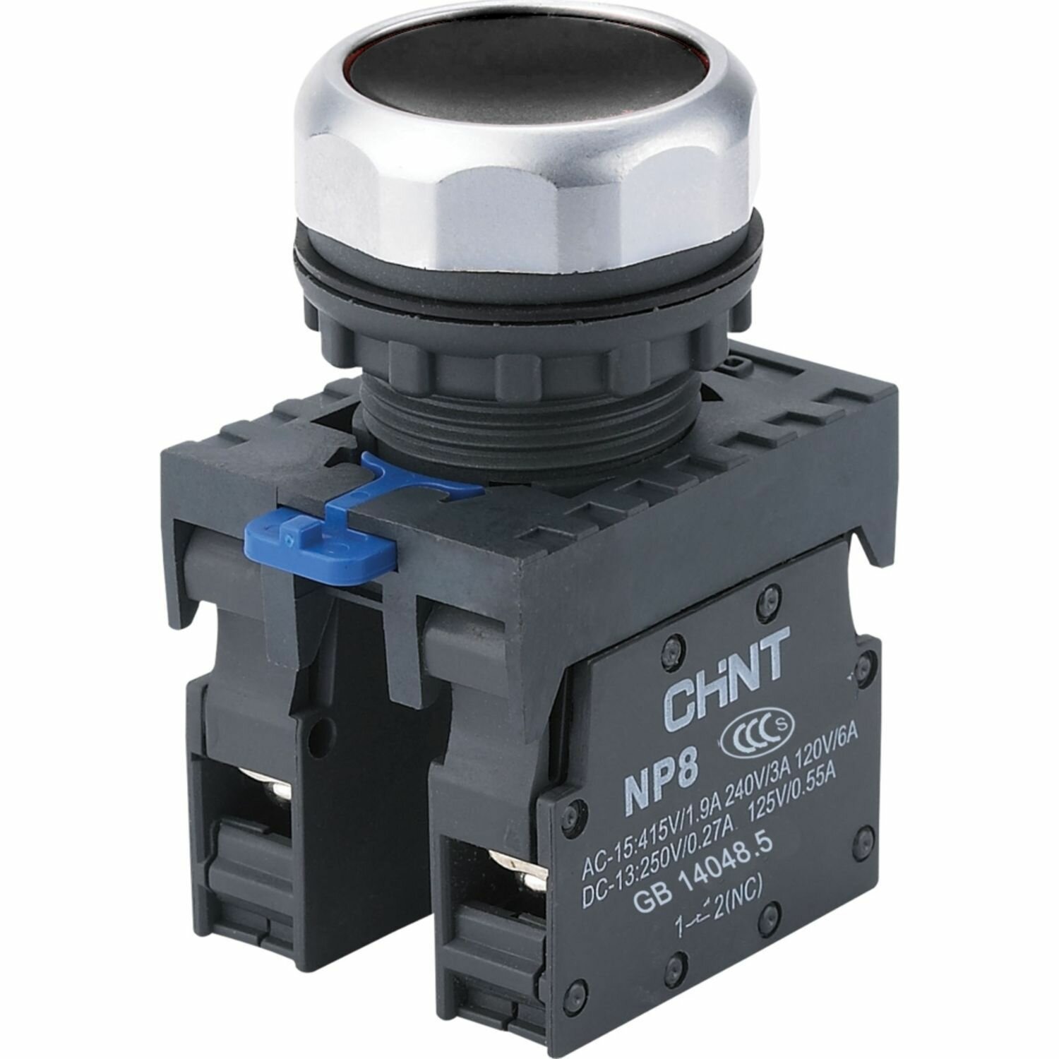 Кнопка упр. NP8-11BN/2 без подсветки, самовозвратом, чёрная, 1НО+1НЗ, IP65 (R) Chint - CH-667112