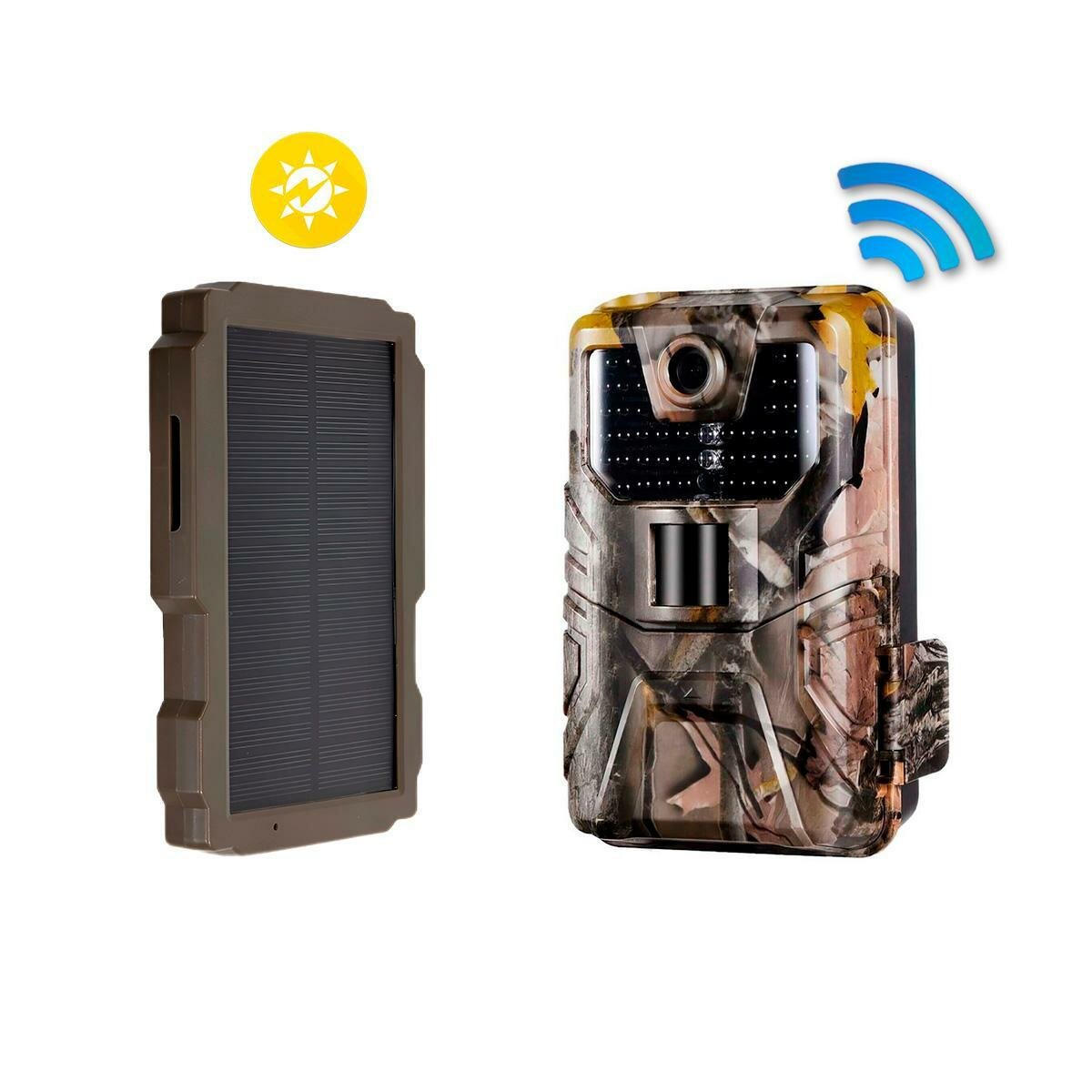 Набор Wi-Fi 4К фотоловушка Филин WiFi-900 (ПРОФ) (K5744RU) и солнечная панель SP-Dual-08 (фотоловушка с солнечной батареей)