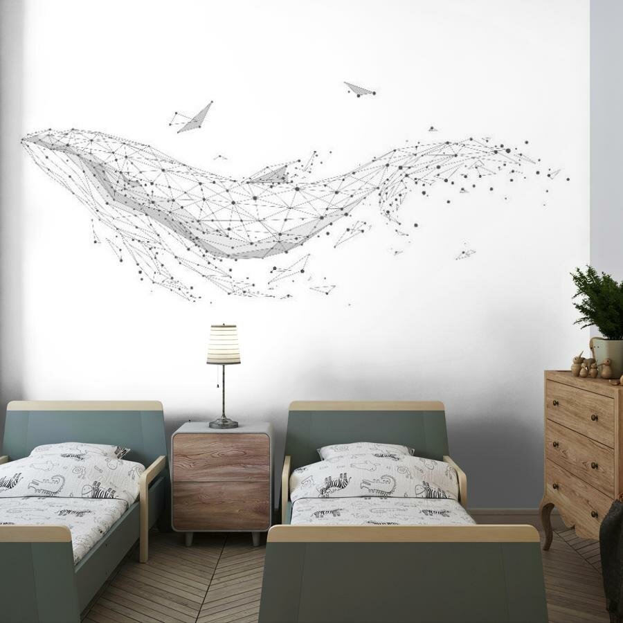 Фотообои Кит цифровой на делом фоне 14-1128-XL-Холст 270 x 500 см (ВхШ) Бесшовные, флизелиновые, влагостойкие обои