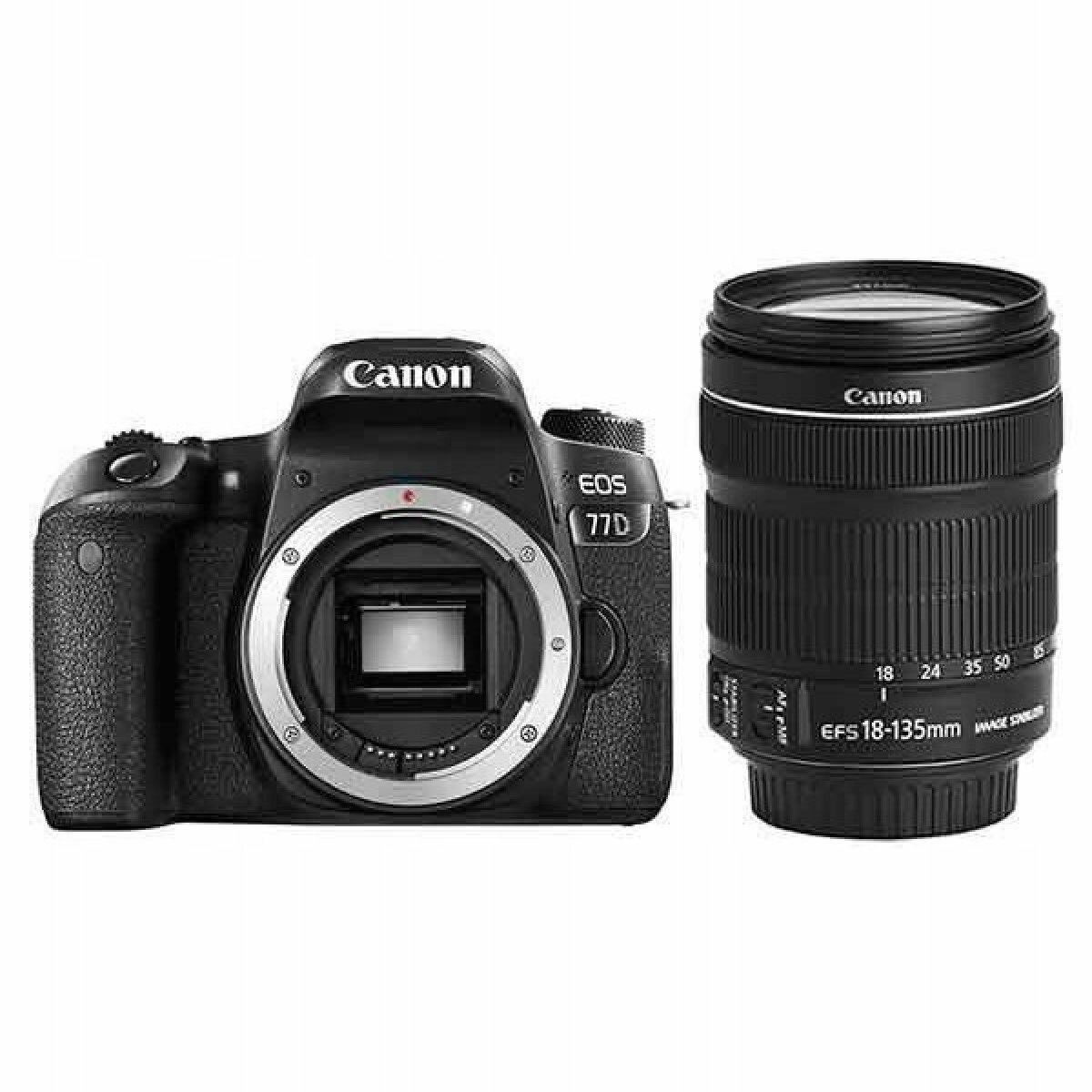 Фотоаппарат Canon EOS 77D, с объективом 18-135mm, матрица APS-C, 24 МП, 6 кадров/с