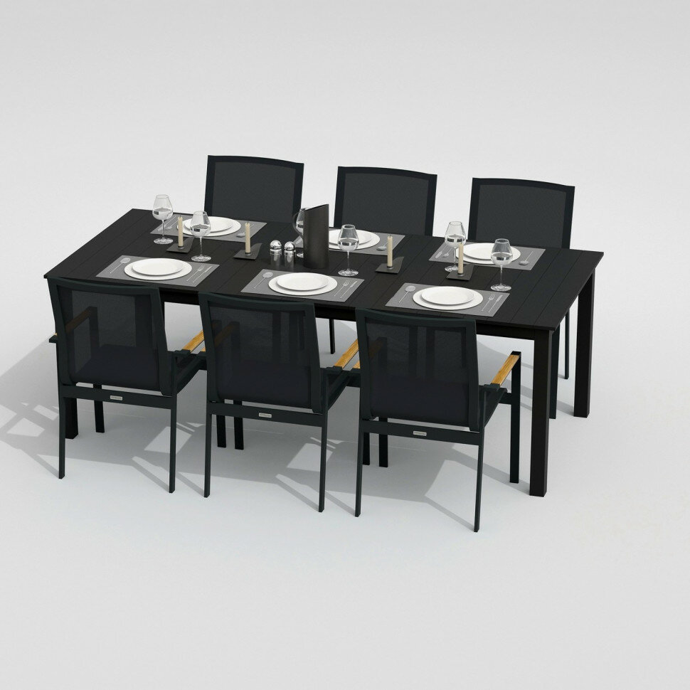 Обеденная группа IDEAL PATIO DOLLA SOLA, каркас карбон, алюминий, текстилен, серый