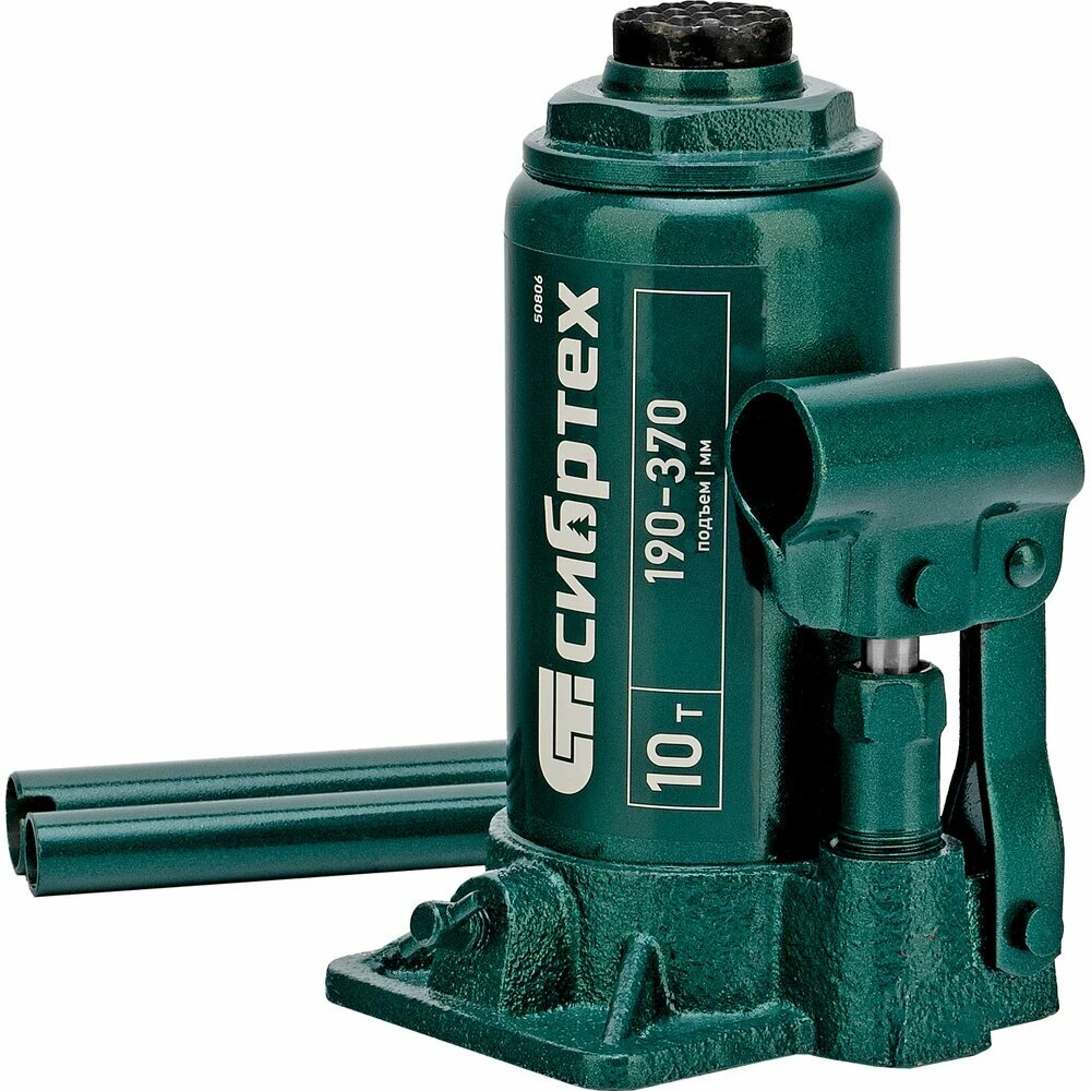 СИБРТЕХ Домкрат гидравлический бутылочный, 10 т, 190-370 мм 50806