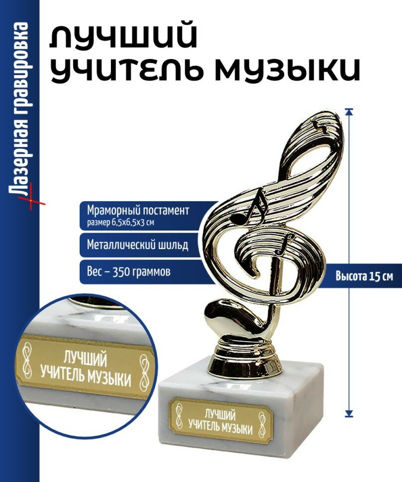 Подарки Статуэтка Ключ "Лучший учитель музыки" (15 см)