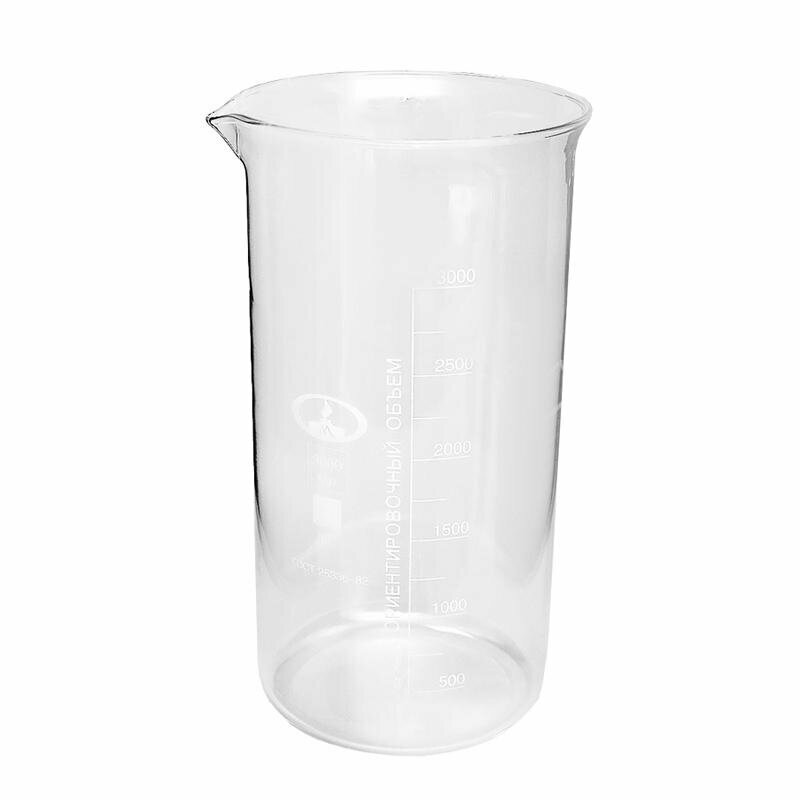 Стакан лабораторный КНР В-1-3000 стеклянный, с делением 3 л (10003836)