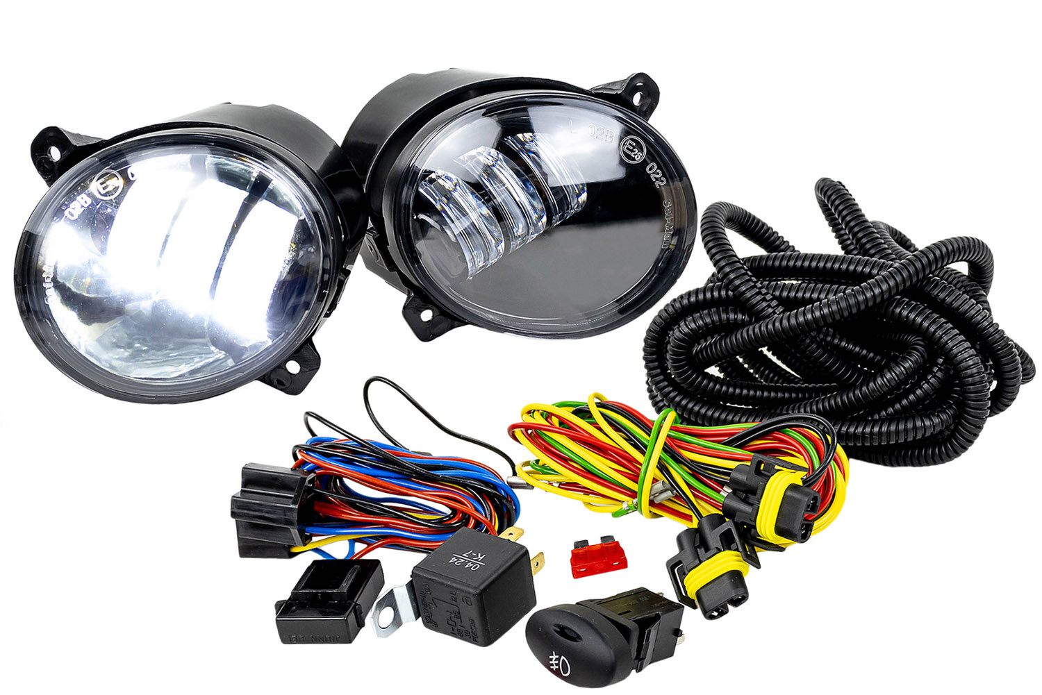 Комплект подключения ПТФ ML с противотуманными фарами Sal-Man 65W на Лада Калина