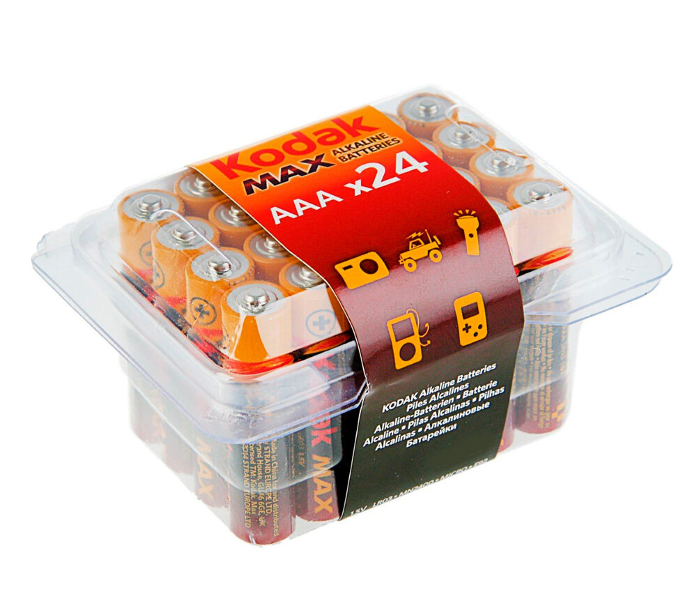Батарейки Kodak MAX AAA LR03, 24шт, алкалиновые, в пластиковом боксе