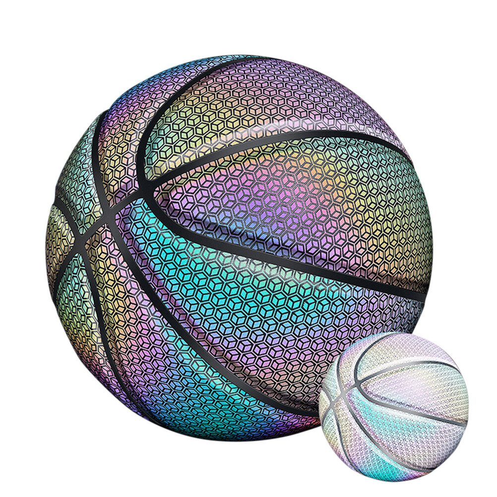 Размер 7, светоотражающий голографический баскетбольный мяч для ночной игры, светящийся баскетбол в темноте, баскетбольные подарки, игрушки для взрослых и детей