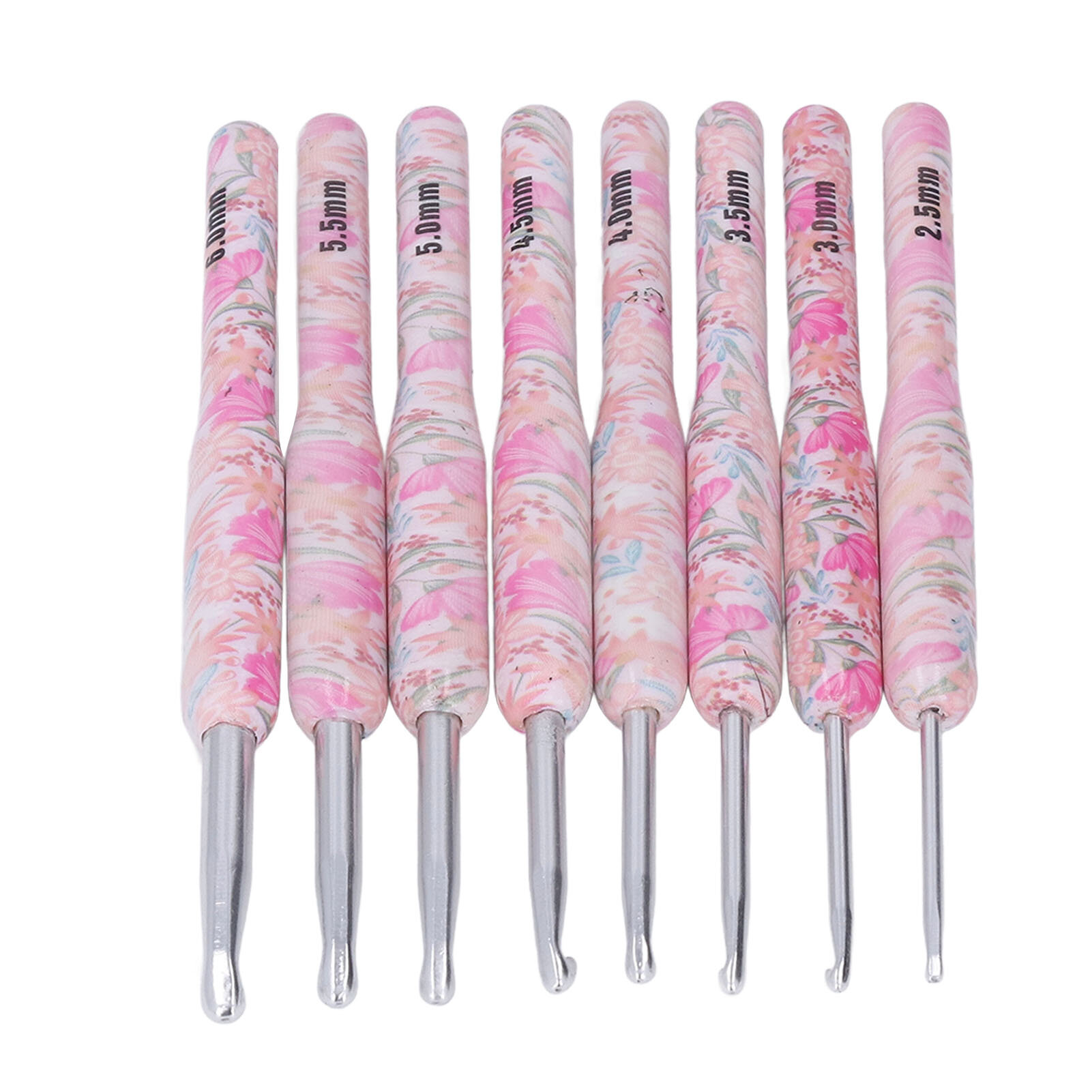 8pcs Crochet Hook Set Printing Aluminum Handcraft DIY Colorful Ergonomic Knitting for Knitters Sewing Smash Flower