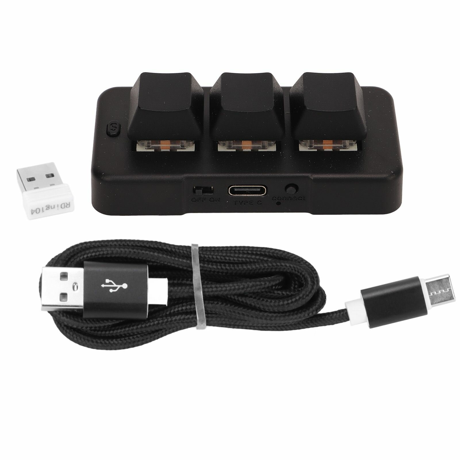 3-клавишная беспроводная механическая клавиатура RGB, USB 2,4g, беспроводная мини-3-кнопочная 3-режимная клавиатура для программирования с подсветкой